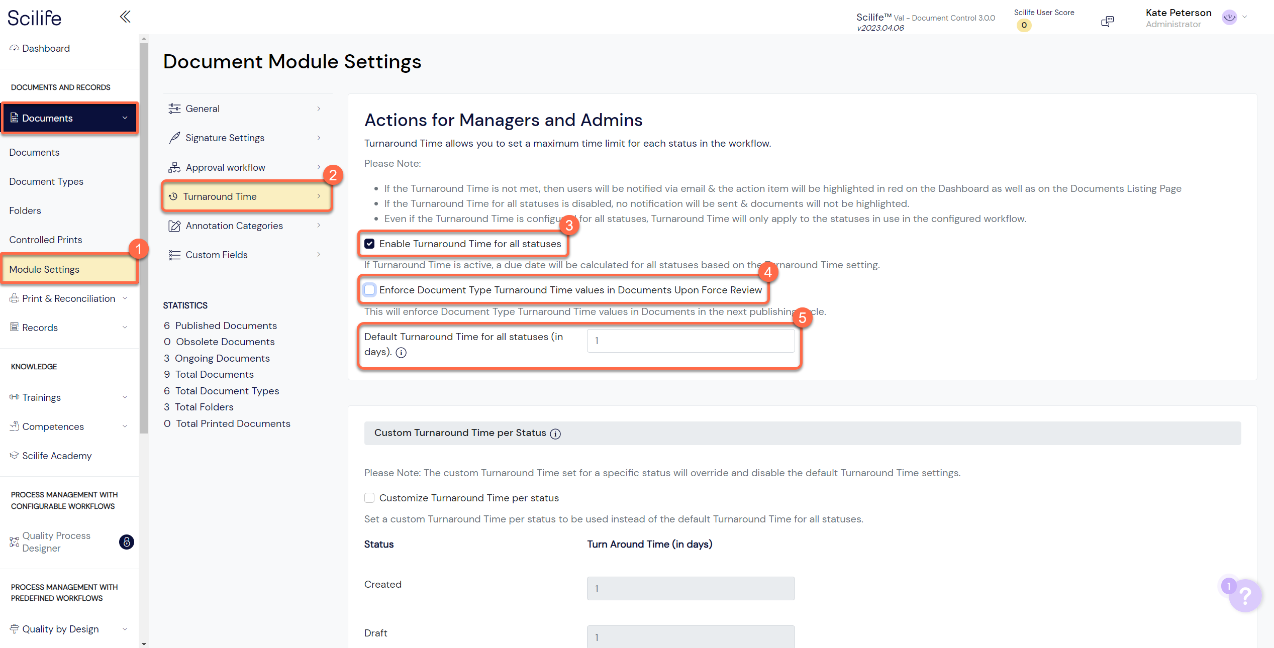 How do I enable Turnaround times for Document Control? – Scilife