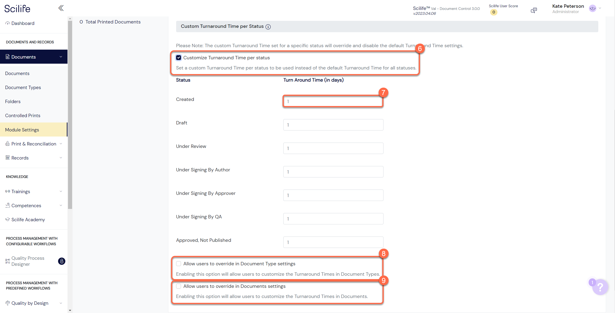 How do I enable Turnaround times for Document Control? – Scilife