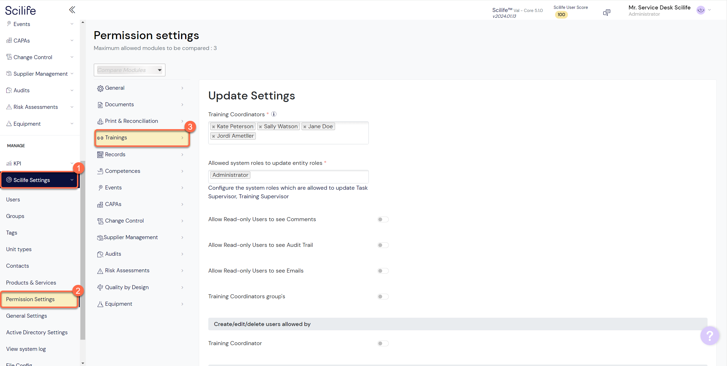 Where can I configure who can update offline users? – Scilife