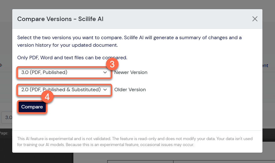 Compare Document Versions – Scilife