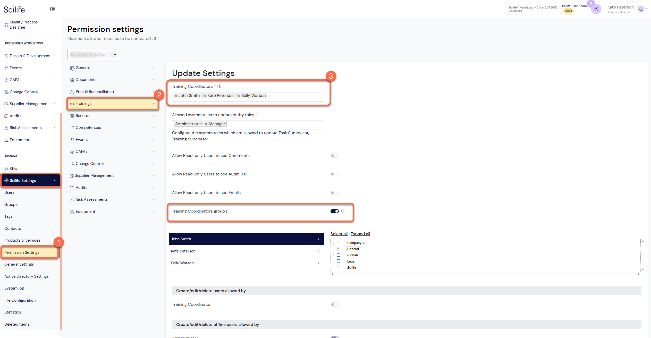 How to set a user up as a Training Coordinator – Scilife