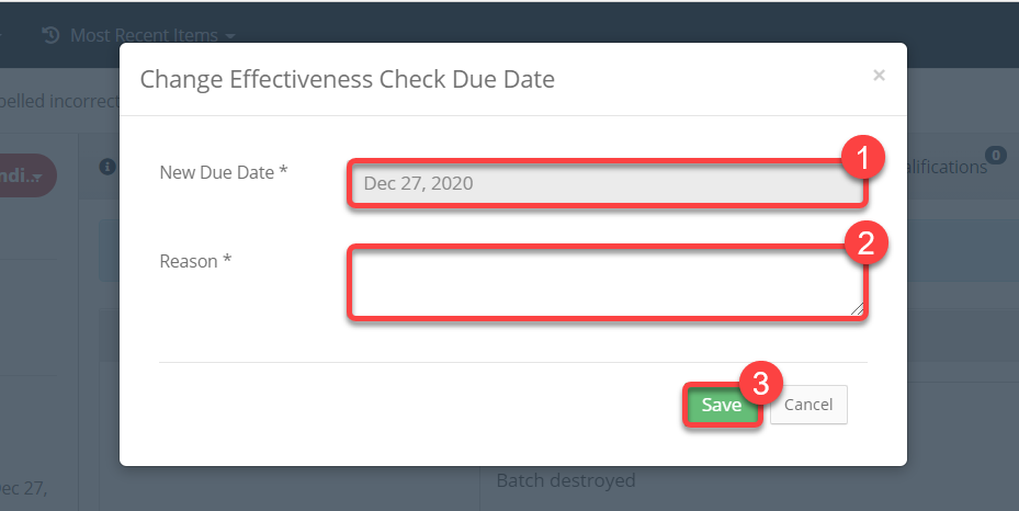 CAPA: Effectiveness Check Pending status – Scilife
