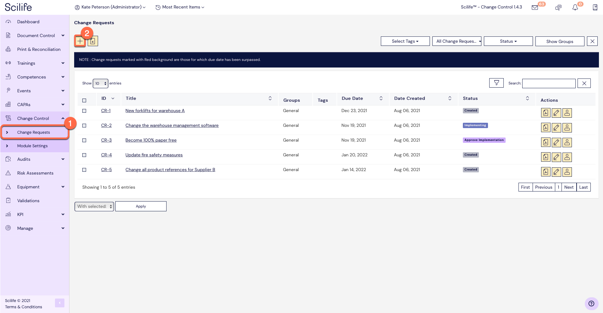 How to add an Update Documents Task to a Change Request – Scilife