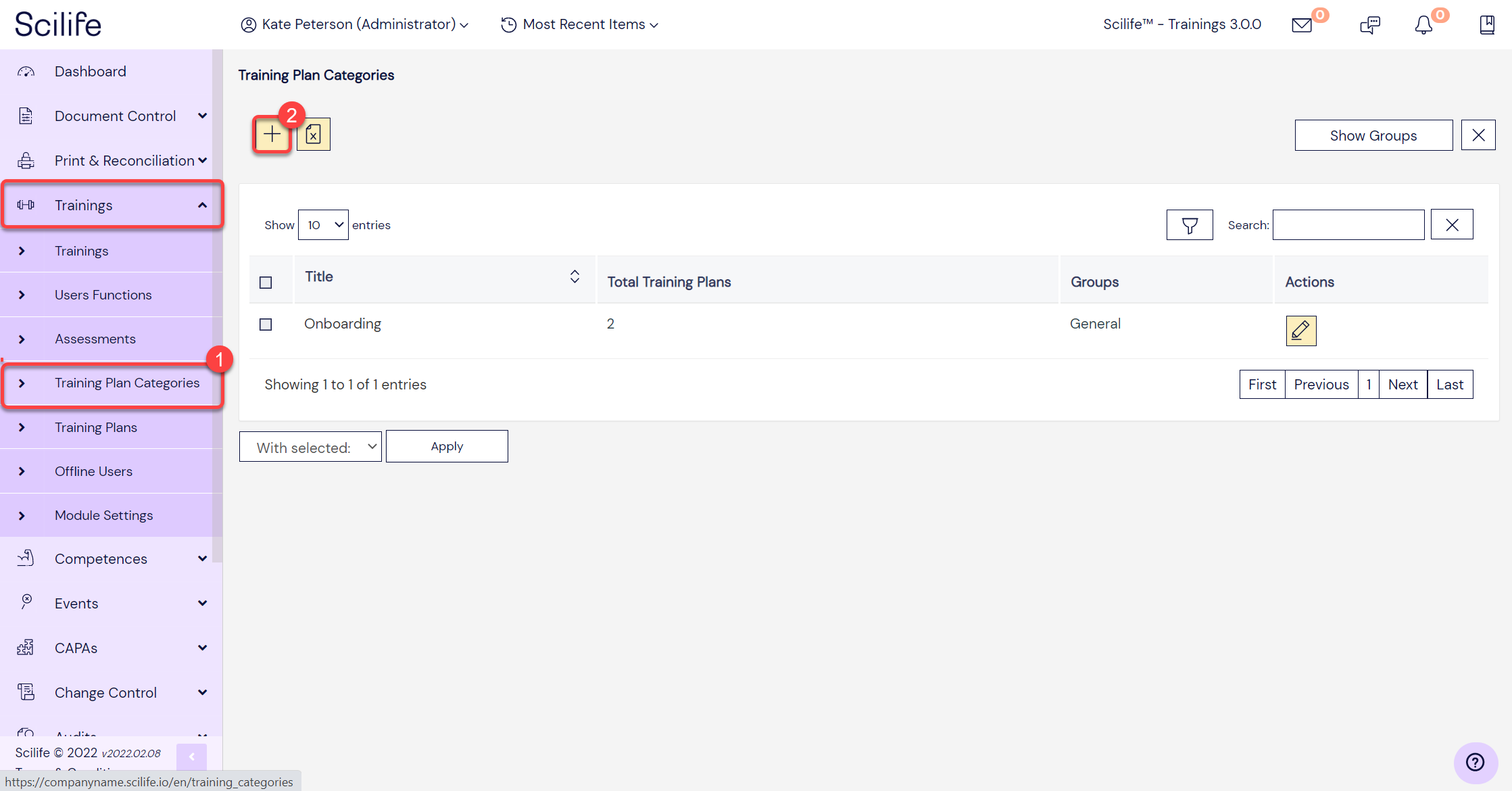 Training Plans and Training Plan Categories – Scilife
