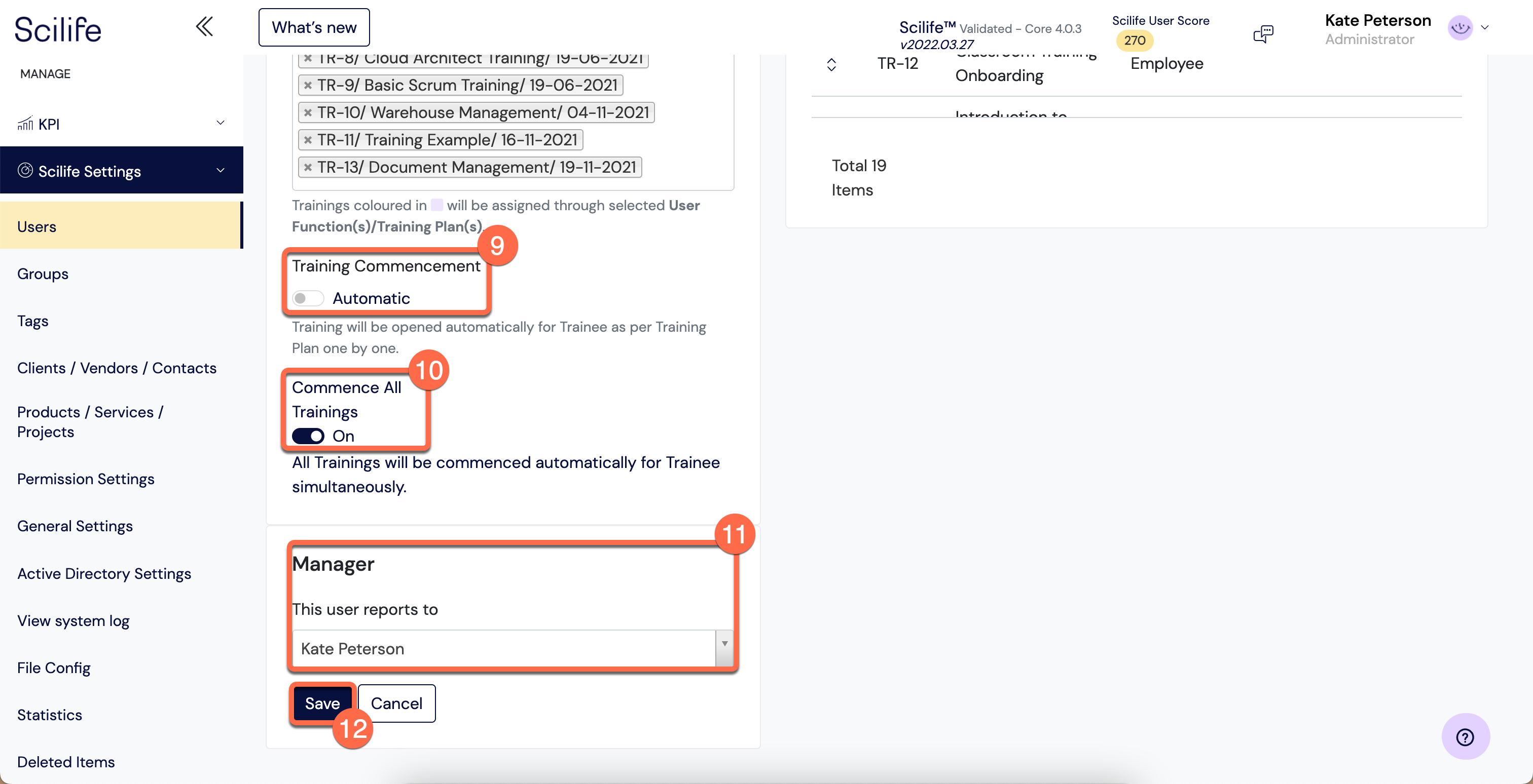 How to Assign Trainings at User Level – Scilife