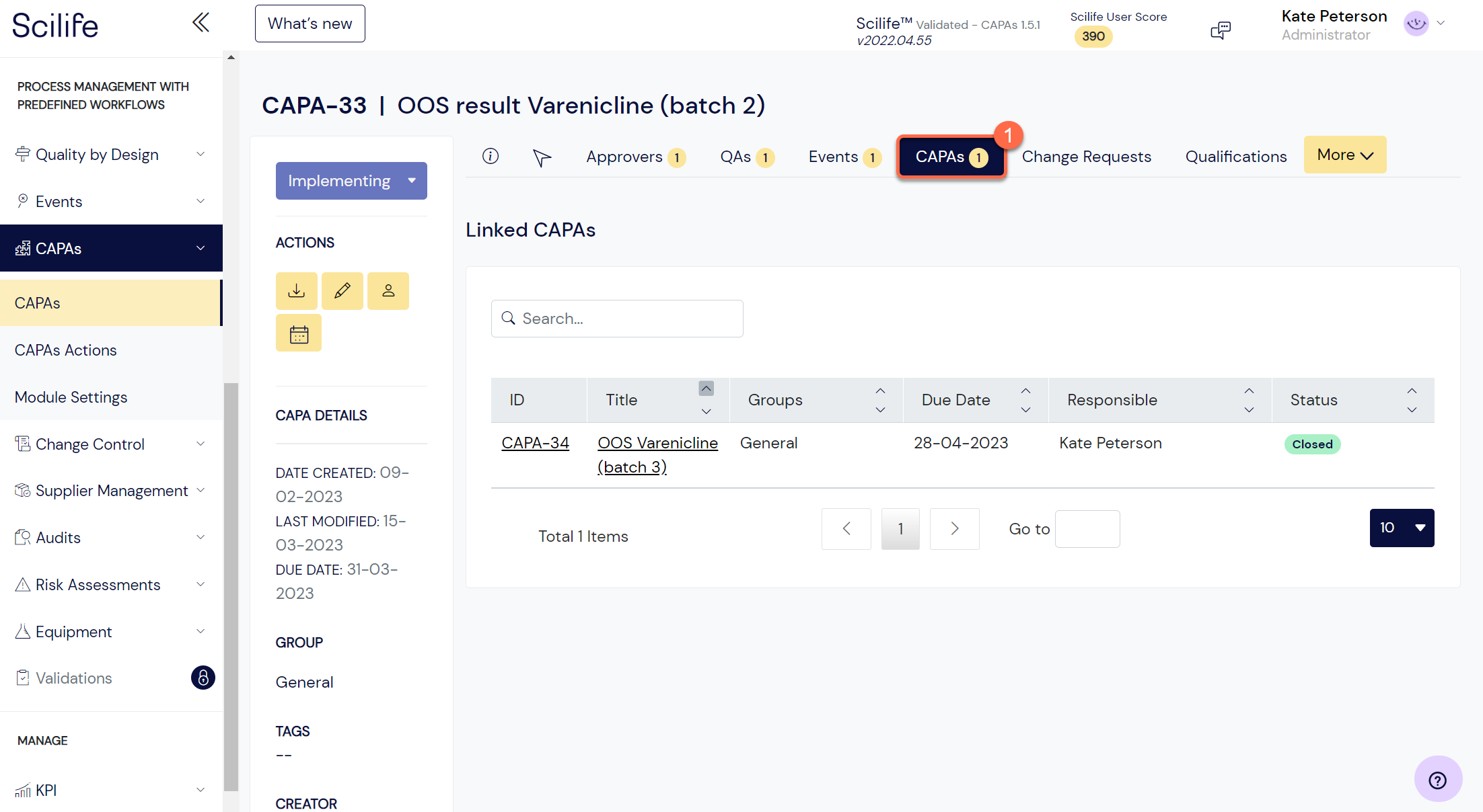 When and how can I link CAPAs to CAPAs? – Scilife