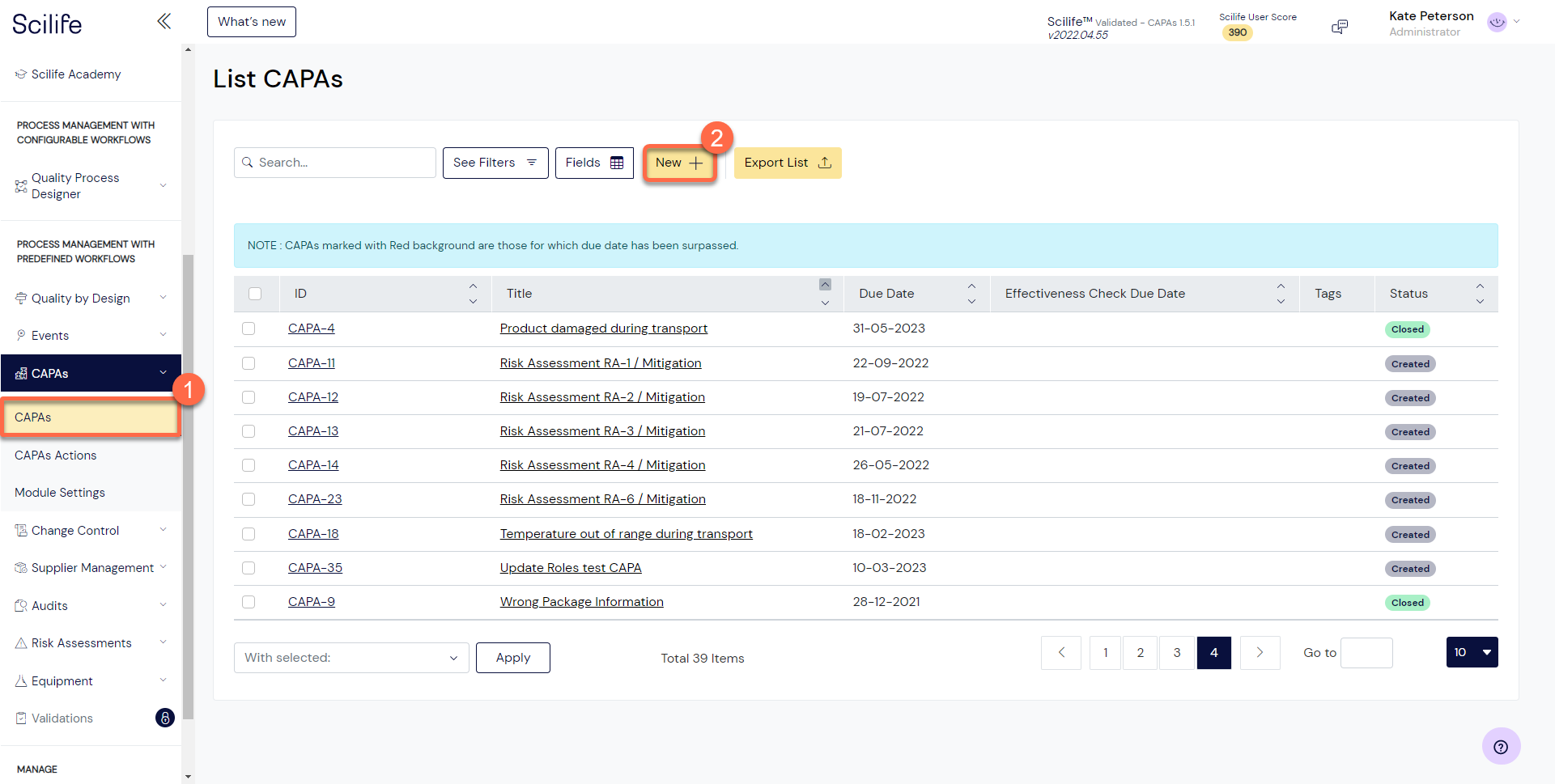 How to add an Update Documents Action to a CAPA – Scilife