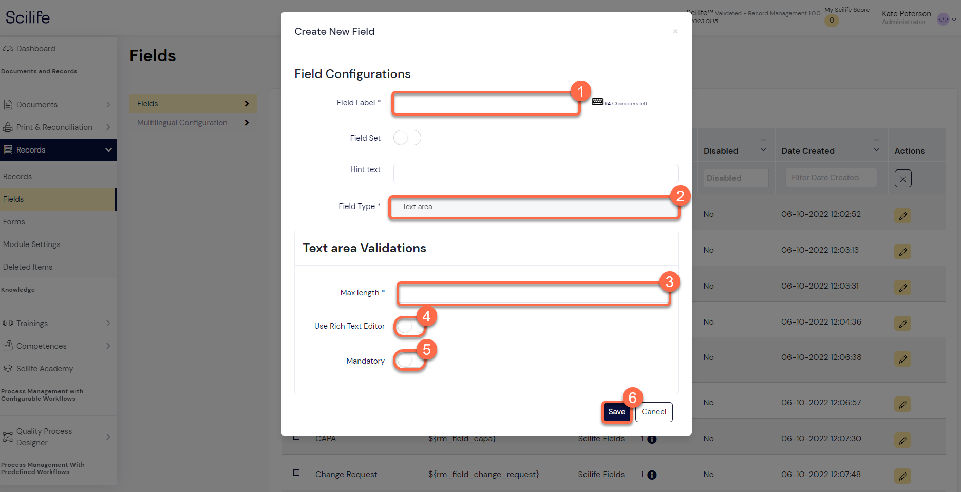 Creating a Text Area Field – Scilife Creating a Text Area Field – Scilife