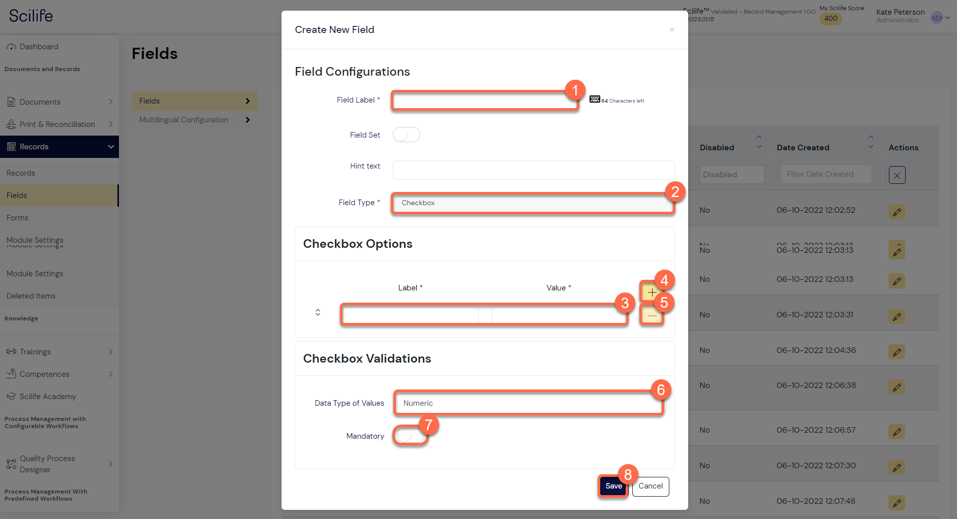 Creating a Checkbox Field – Scilife