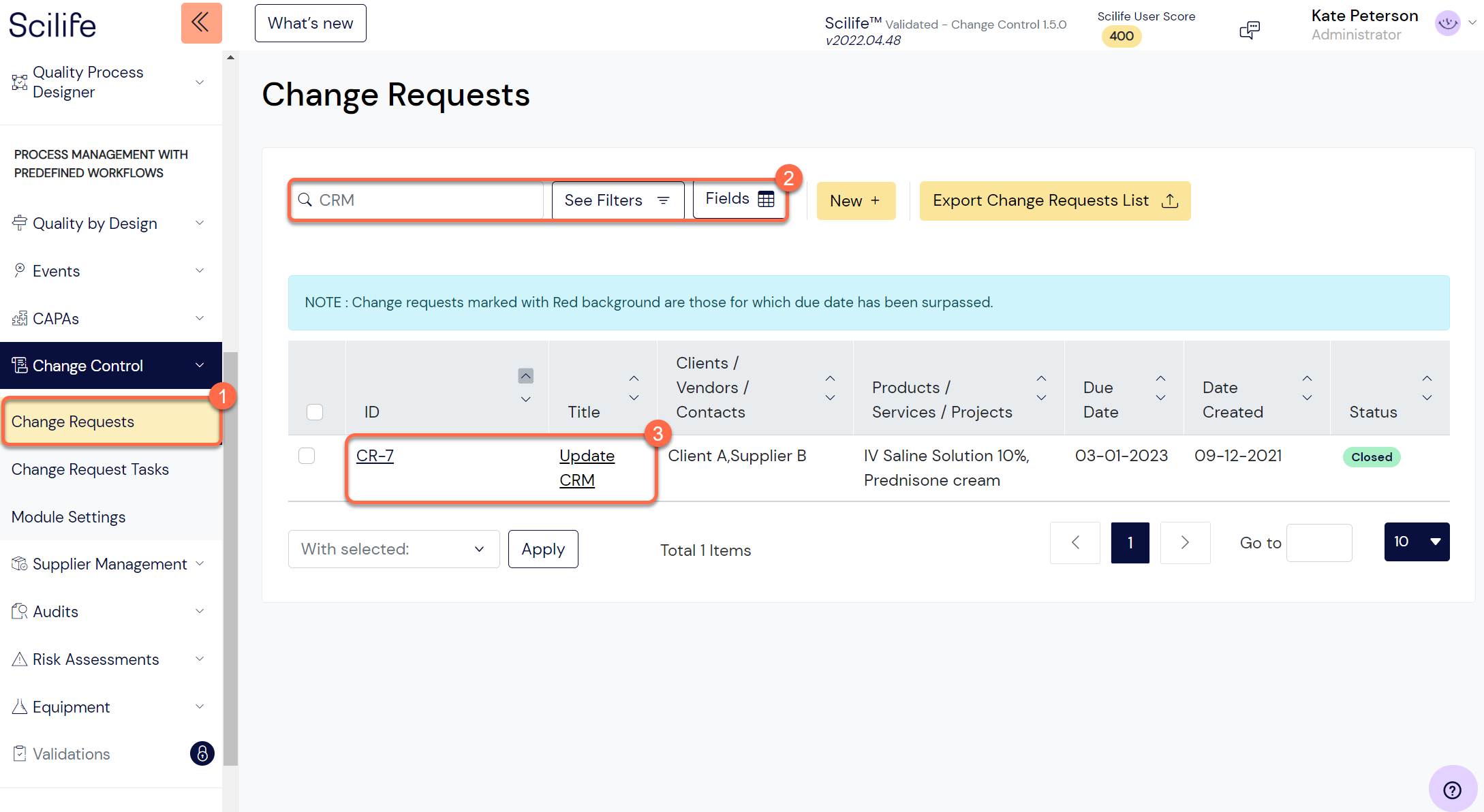 When can I link a Change Request to an Audit? – Scilife