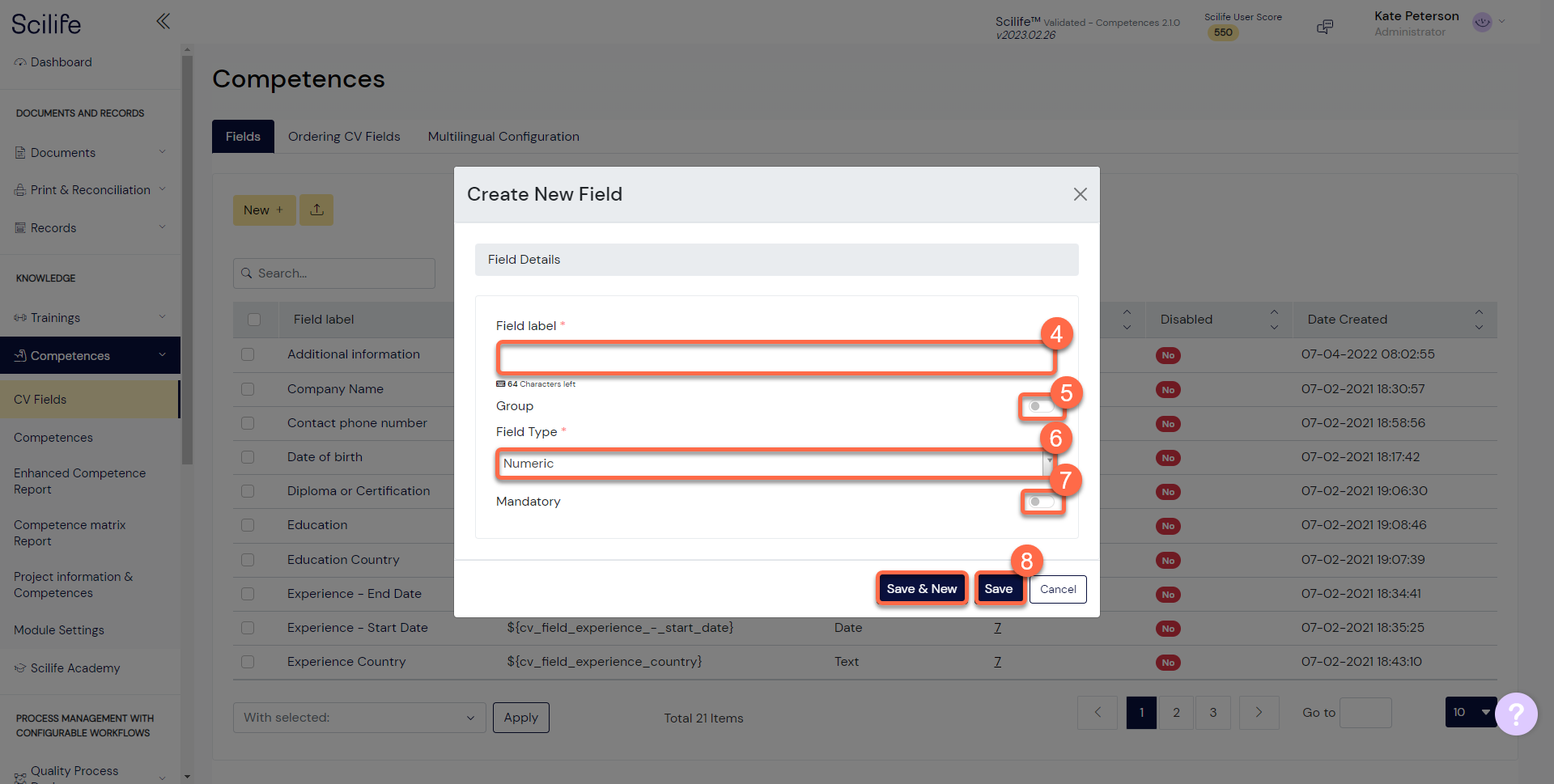 How can I create a numeric CV field? – Scilife